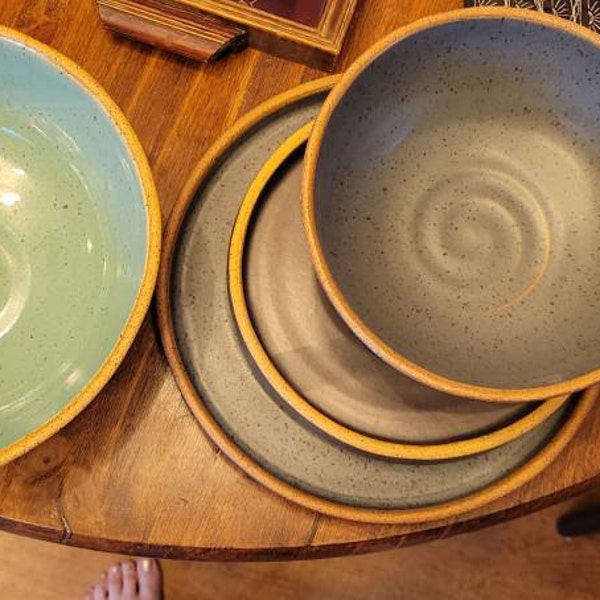Handmade Ceramic Dinnerware Set: Dinner Plate, Salad Plate, Cereal Bowl ...