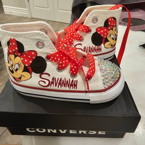 Minnie Mouse Bling Shoes, Minnie Mouse Red Sneakers Shoes, Minnie Mouse ...