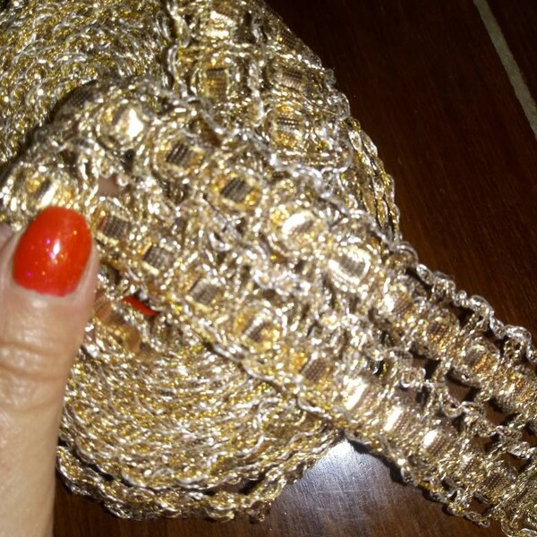 By Yard Indian Metallic Copper Gold Color Trim, Copper Fabric Trim ...