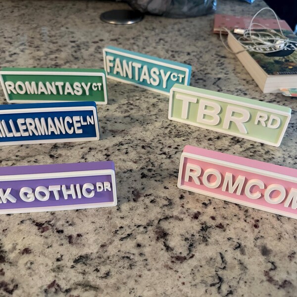 Book Club Library Signs Various Trope Designs for Bookshelf Decor or ...