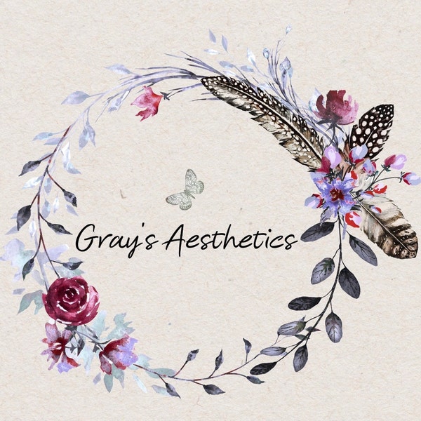 Bohemian Floral Logo-boho Floral Logo-rustic Floral Logo-feather Logo ...