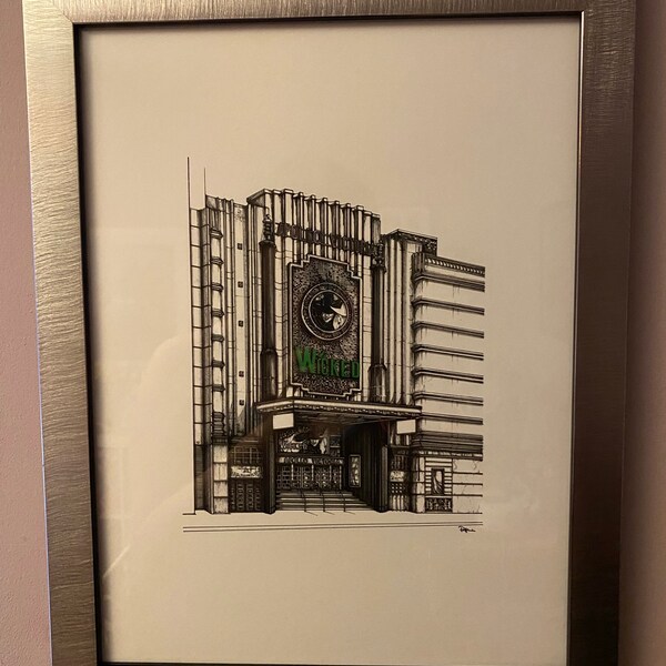 Wicked, Apollo Victoria Theatre, London West End, Hand-drawn ART PRINT ...