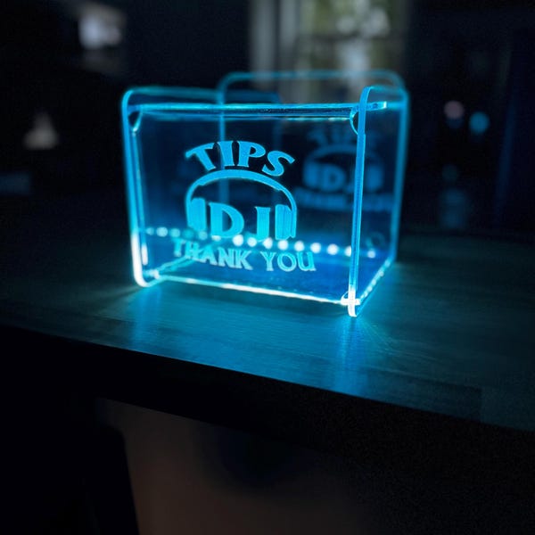 LED Glowing Tip Box - Microphone Design for Singers or Karaoke- Tip Jar ...