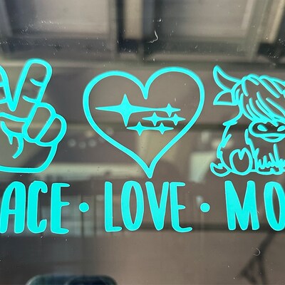 Peace Love Moo Car Decal Highland Cow Car Decals Moo Moo, Laptop ...