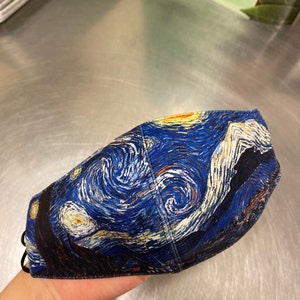 Van Gogh Starry Night Face Mask With Filter Pocket Adjustable Ear Band ...