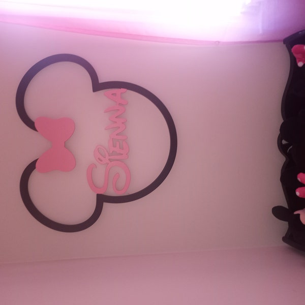 Wooden Minnie Mouse Sign, Disney Minnie Mouse With Bow, Wooden Name ...