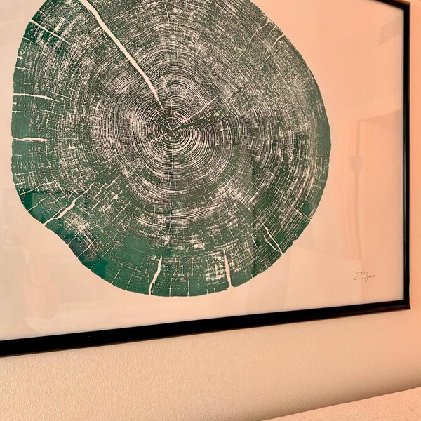 Old Ash Tree Ring Print, Tree Ring Wall Art, 24x36 Linocut Oversized ...