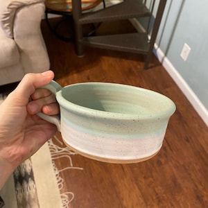 Light Rust and Floating Blue Pottery Soup Mug | Etsy