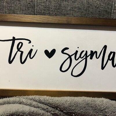 Tri Sigma Script Wooden Sign - Etsy