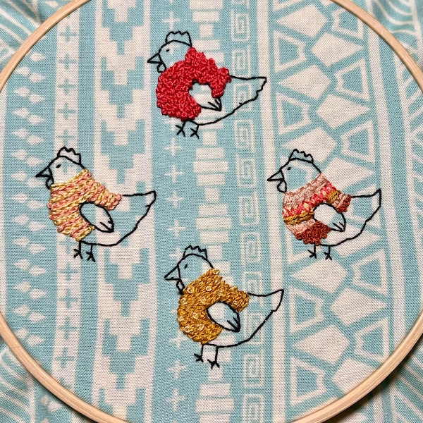 Grandma's Chickens Embroidery Pattern - Instant Digital Download - PDF ...