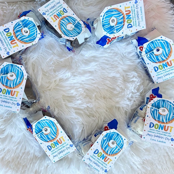 Donut Valentine Tag Classroom Valentine's Day Gift Label Donut Kids Boy ...