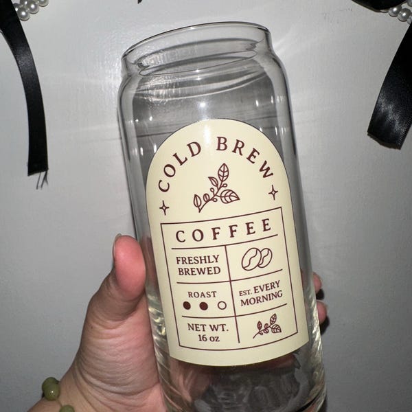 Cold Brew Coffee Cup, Cute Iced Coffee Cup, Iced Coffee 20oz Cup, Tall ...