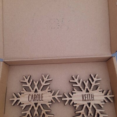 Christmas Personalised Snowflake Place Names Decorations - Etsy