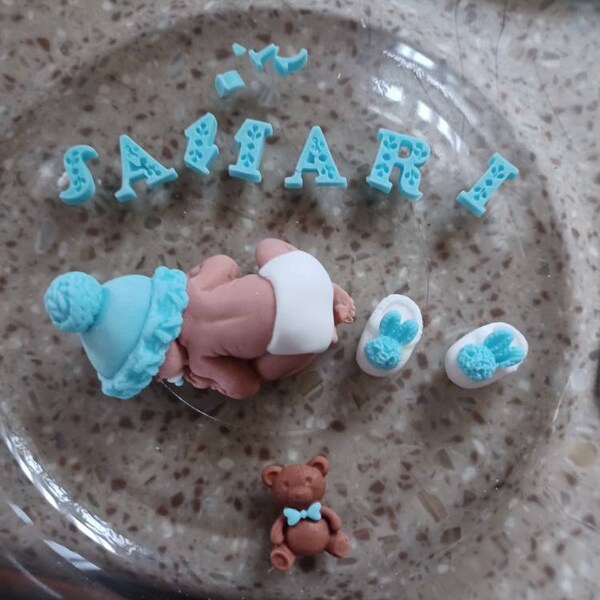 Fondant Baby Cake Topper/baby Girl Cake Topper/baby Shower Cake Topper ...