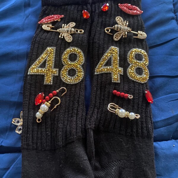 Pearl & Charm Embellished Socks: Gray "a Lil Bougie" Edition - Etsy