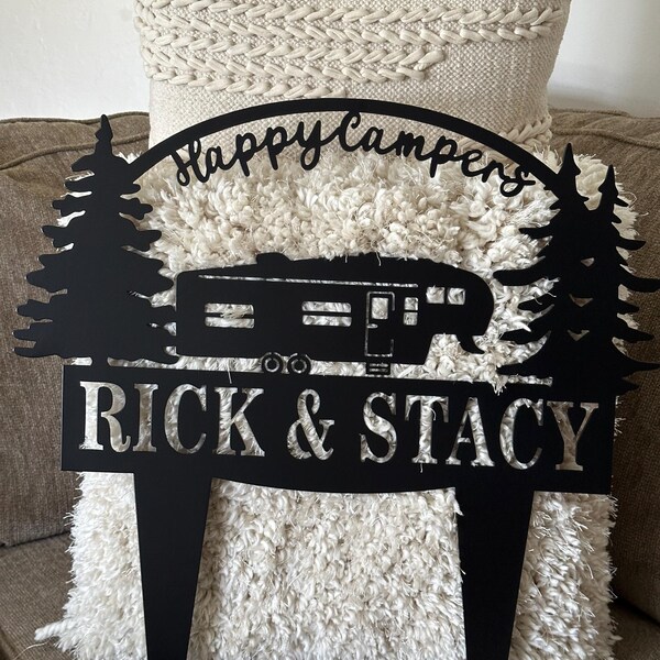 Campsite Yard Stake, Camper Sign, Metal Camp Sign, Rv, Campground ...