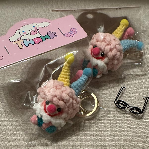 Handmade Clown Bag Pendant Crochet Clown Bag Charm Cute Clown Keychain ...