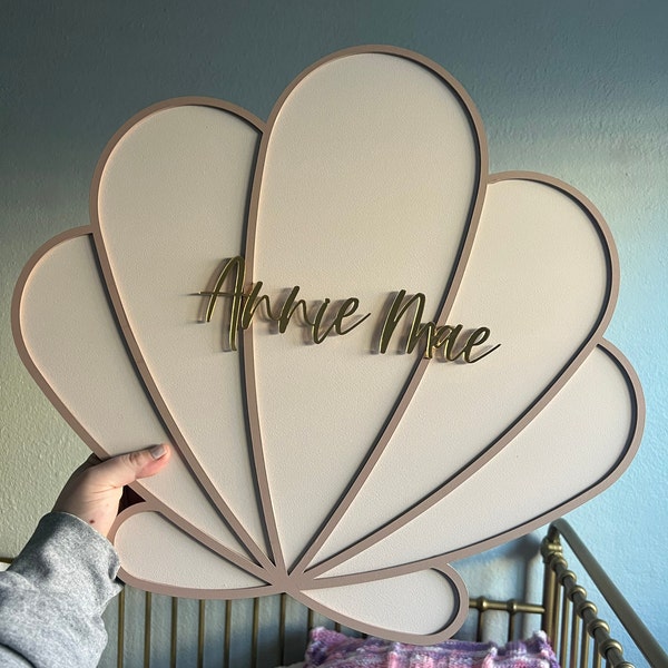 Wooden Seashell Name Sign - Handmade, Hand Crafted, Mermaid Theme ...