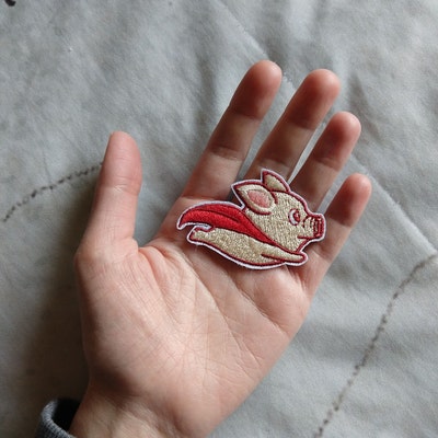 Flying Pig Iron-on Patch, Piggy Badge, Flying Pig Badge, Animal ...