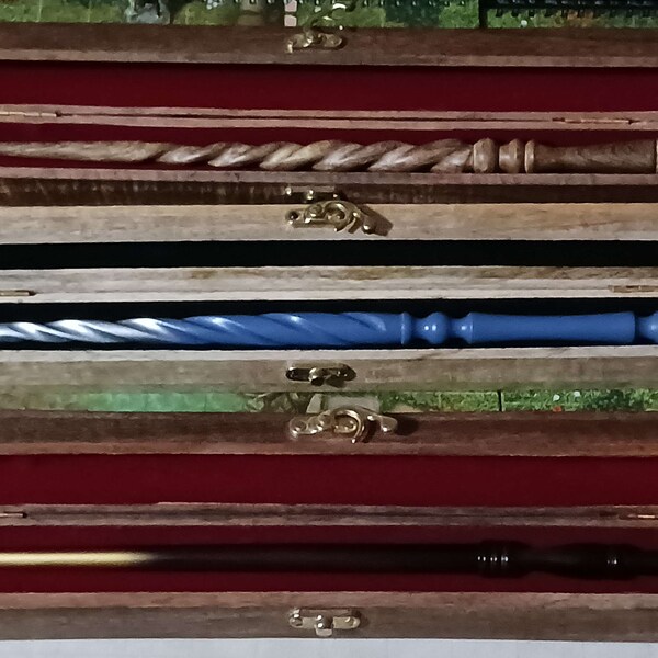 Witch and Wizard Wand in Real Wooden Display Box Will O'wisp's Wand ...