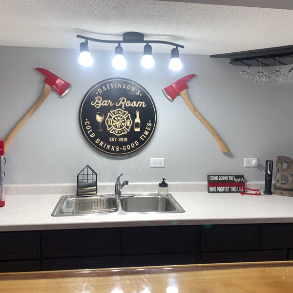 Personalized Firefighter Bar Sign: Firehouse Decor, Retirement Gift - Etsy