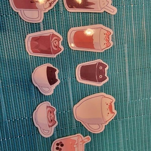 Coffee Cup Cat Sticker Set Cute Cat Sticker Waterproof Durable Stickers ...