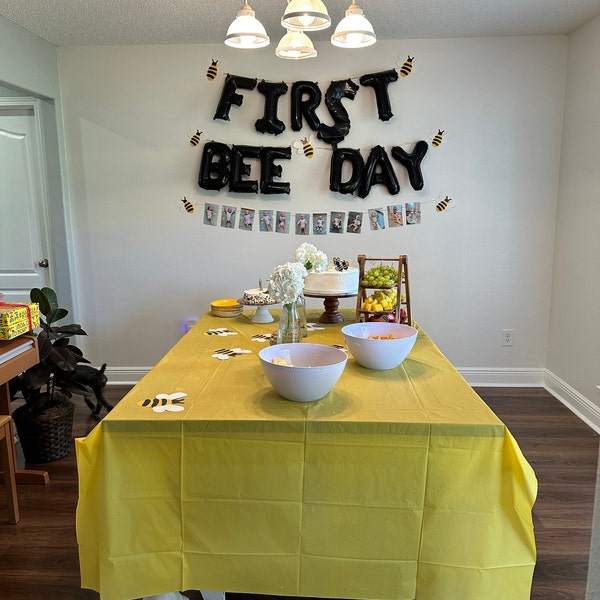 Happy 1st Bee Day Banner | First Bee Day Birthday Party | Bumble Bee ...