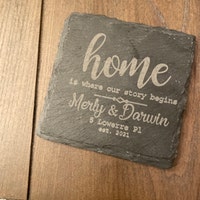 Housewarming Gift, New Home Gift, Wedding Gift, Slate Coasters, Our ...