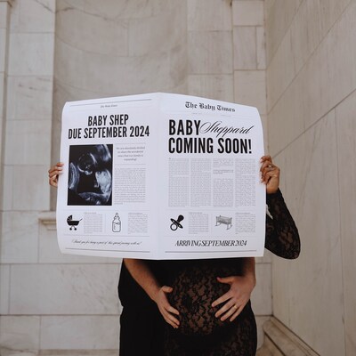 Canva Newspaper Pregnancy Announcement, Large Newspaper Baby ...