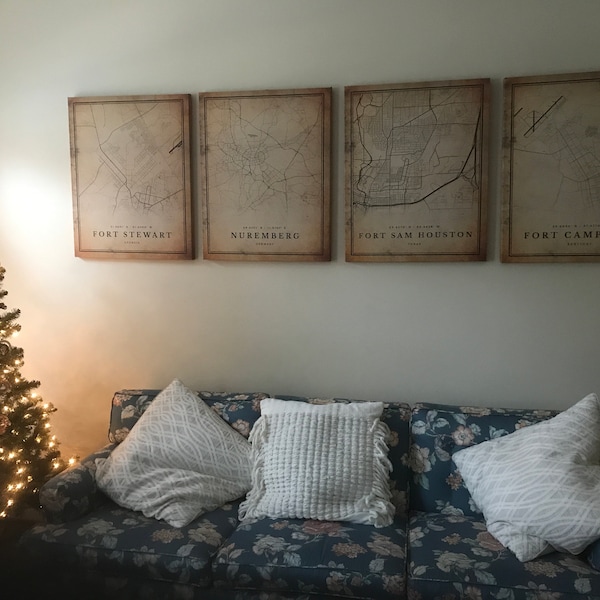 Set of 4 ANY CITY Vintage Map Posters, Personalized Antique Map Prints ...