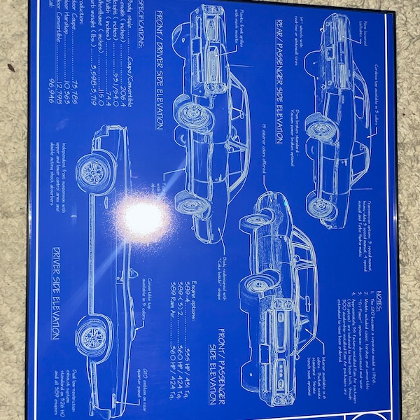 1965 Plymouth Barracuda Blueprint Poster 18"x24" (digital Image File ...