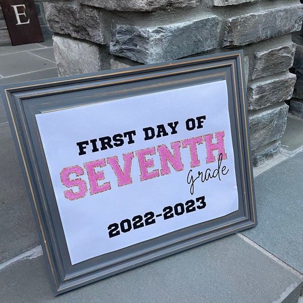 First Day of 7th Grade Sign, First Day of School Sign, Printable 7th ...