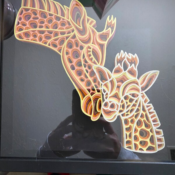 Giraffe Mom and Baby Mandala Svg, Multilayer Panel for Laser Cutting ...
