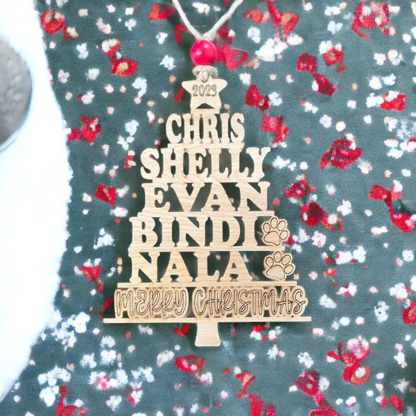 Name Ornament Tree Shape SVG Laser Ready Cut File, Glowforge and ...