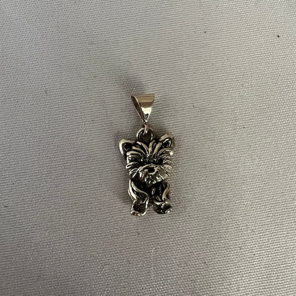 Yorkie Pendant in 14K Solid Gold - Etsy