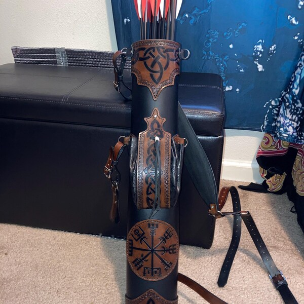 Real Leather Side Quiver With Phoenix Motif / Archer Equipment ...