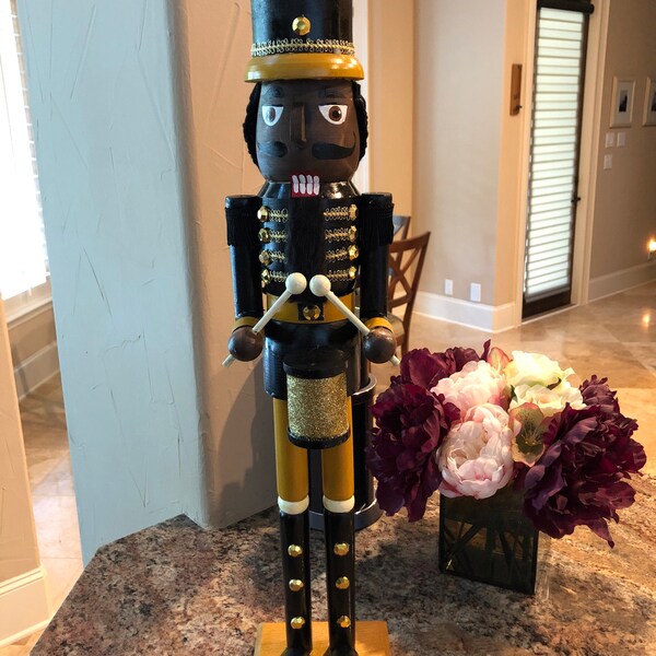 African American Nutcracker - Green Gold Stripe, Holiday, Decor - Etsy