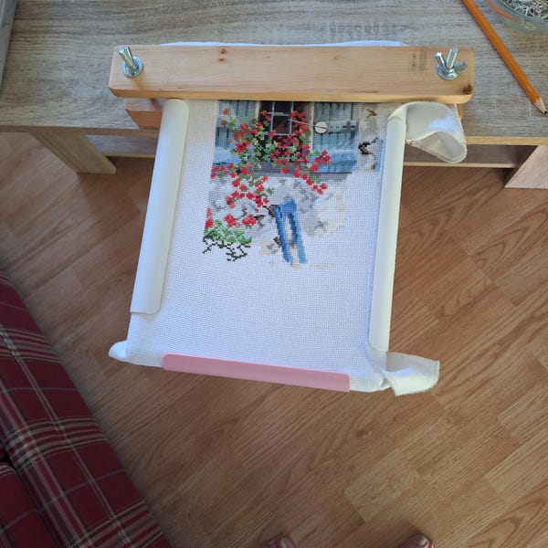 Tambour Embroidery Frame 24"-19.5" (60cm-50cm) With Lap Stand, Wood ...