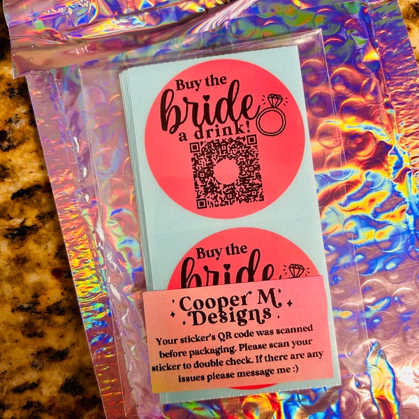 Buy the Bride a Drink Sticker, Bachelorette Party Favor, Venmo QR Code ...