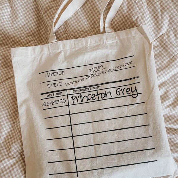 Library Book Return Card Personalized Tote Bag - Choose Value or ...