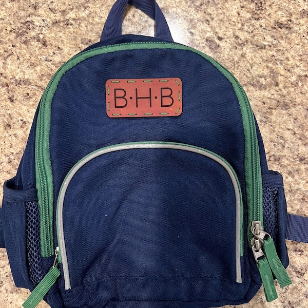 Square Leather Patch | Monogram Leather Patch | Backpack Leather Patch | Custom Design Leather ...