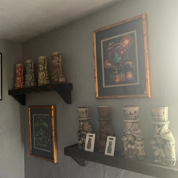 Pair of Witco Style Carved Wood Tiki Mug Shelves - Etsy