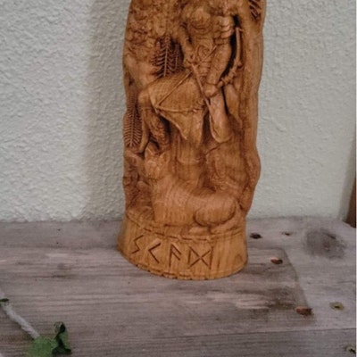 Skadi, God Viking, Wood Carved Skade Statue, Skathi, God Altar ...