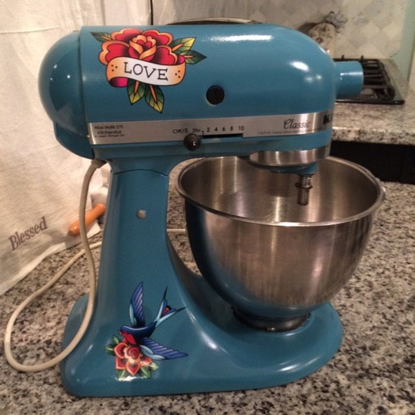 Love Bird Tattoo Art Style Kitchenaid Mixer Mixing Machine Decal Art ...