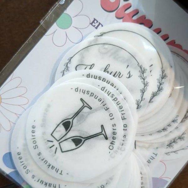 50 Personalized Edible Drink Toppers Quinceañera XV Design Custom Wafer ...