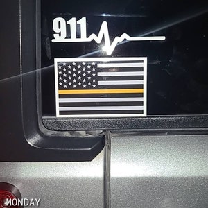 911 Dispatcher Decal, Thin Gold Line Decal, 911 Dispatch Decal, 911 ...