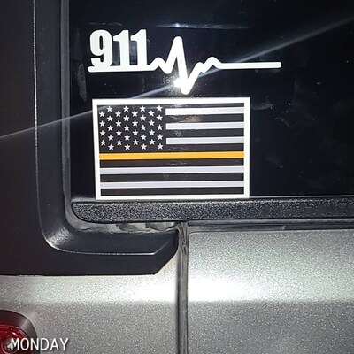 911 Dispatcher Decal, Thin Gold Line Decal, 911 Dispatch Decal, 911 ...