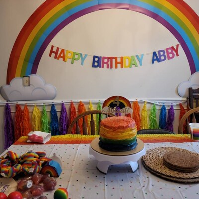 Rainbow Happy Birthday Banner, Kids Party Decorations, Custom Birthday ...