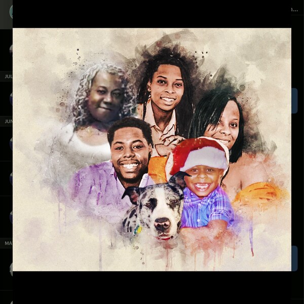 Watercolor Family Portrait From Multiple Photos, Merge Different Photos ...
