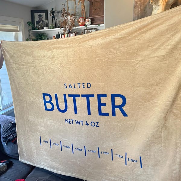 Velveteen Plush Blanket - Butter Blanket, Funny Food Blanket, Cozy ...